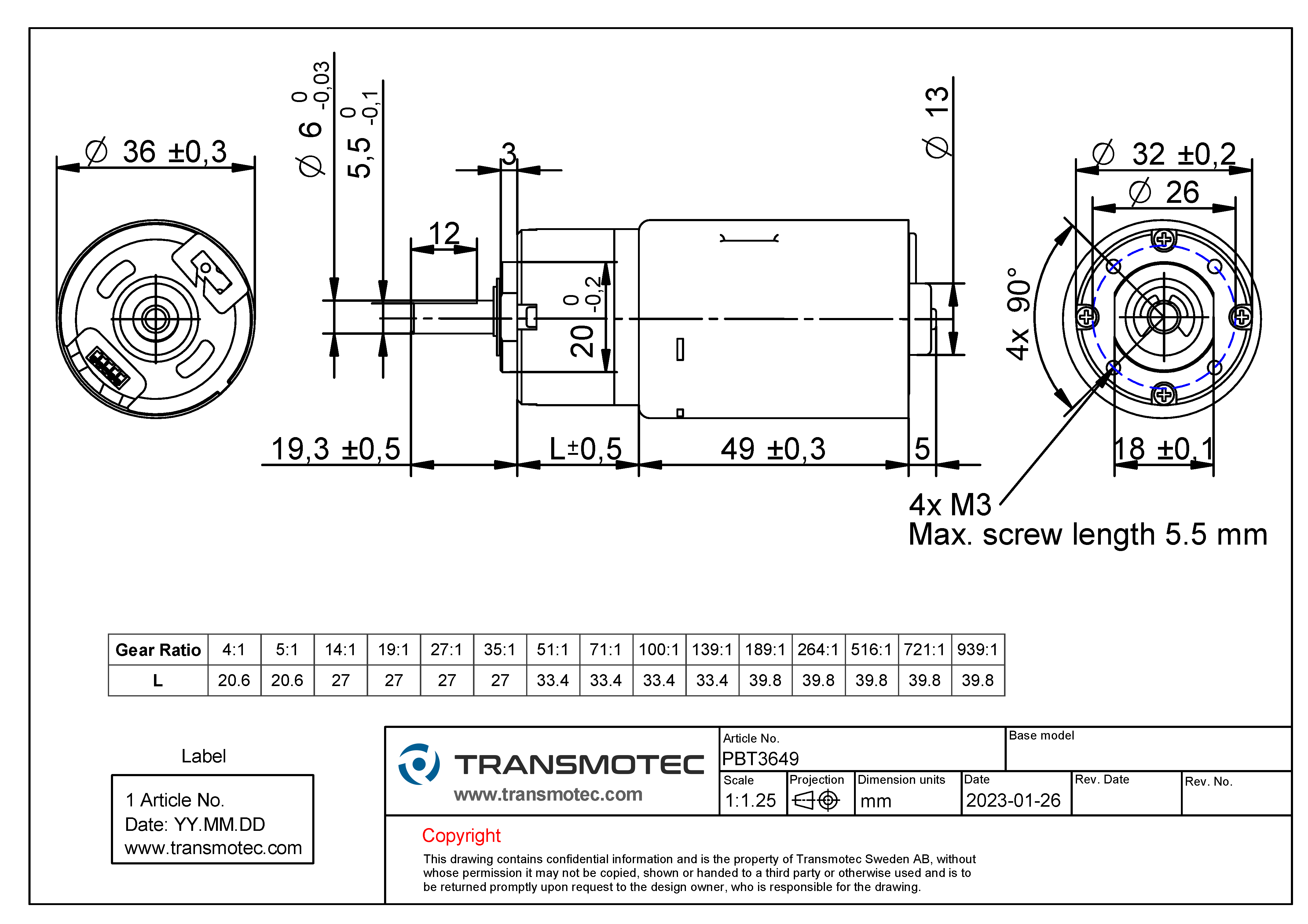 Borstlös DC planetväxelmotor PBT extern drivenhet 12V 1,8A 73rpm 9,3W ...
